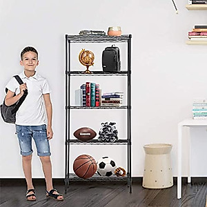 5-Tier Metal Shelving Unit, Heavy Duty Storage Shelves Hold 750LBS NSF Steel Organizer Wire Rack for Closet Basement Office Kitchen Laundry, 24" W x 14" D x 60" H- Black