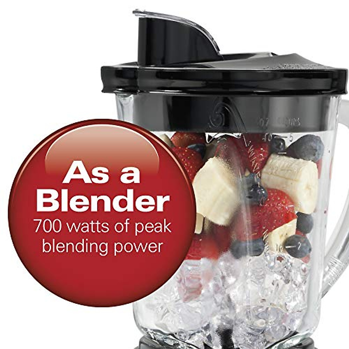 Hamilton Beach Power Elite Blender with 40oz Glass Jar and 3-Cup Vegetable Chopper, 12 Functions for Puree, Ice Crush, Shakes and Smoothies, Black and Stainless Steel (58149)