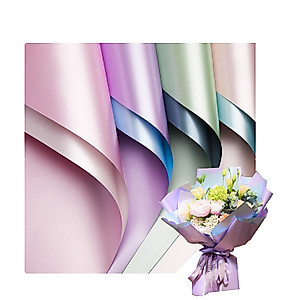 Rikyo 20 Sheets/4 Color Flower Rose Wrapping Paper,Vintage Style Waterproof Gift Packaging Florist Bouquet Wraps,Christmas Gift Flower Packaging Paper 22.5x22.5 Double Sided Colors