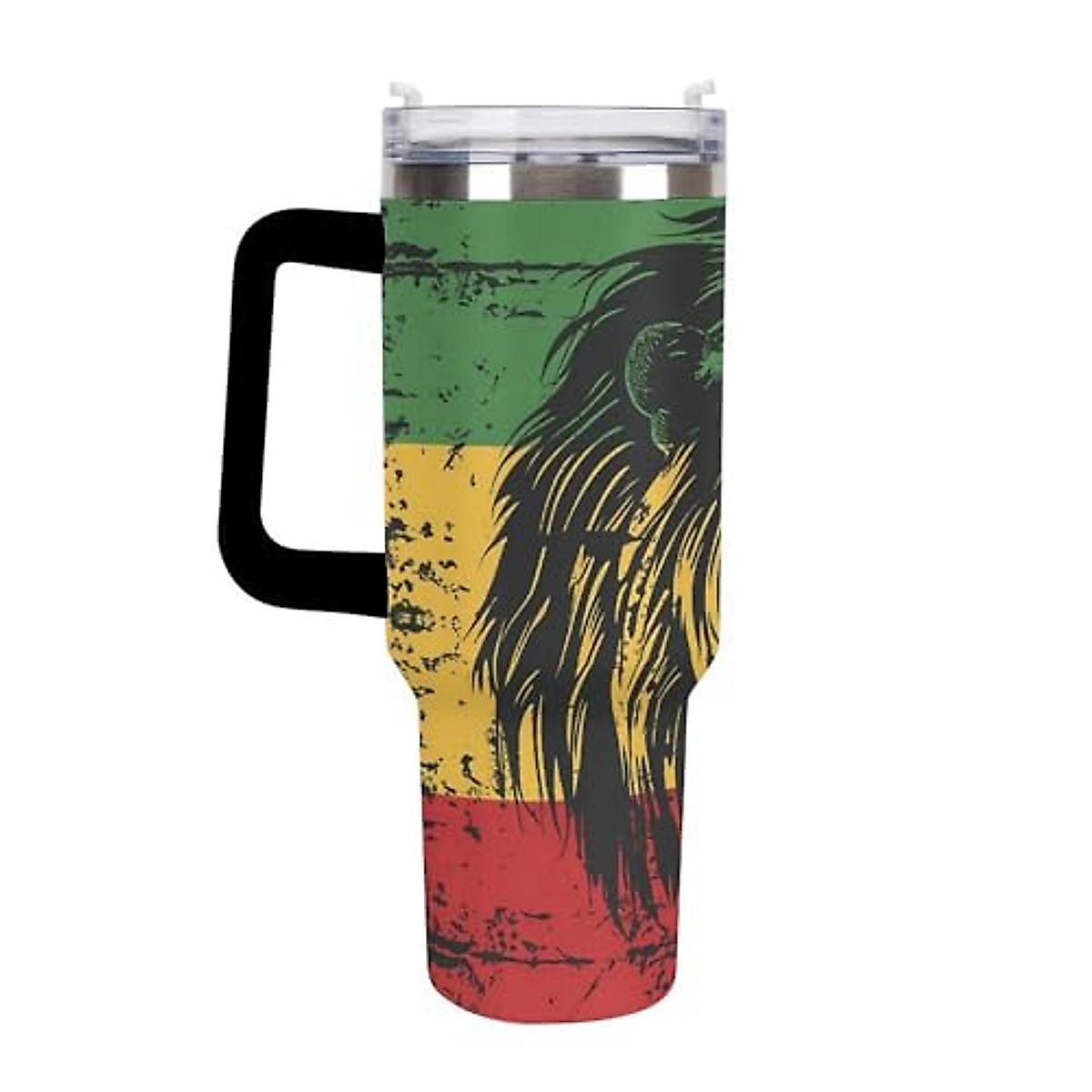 Lion Reggae Jamaica 40OZ Tumbler Stainless Steel Travel Mug Water Bottle Car Cup Tea Cups with Lid Black-style