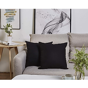 TangDepot Handmade Decorative Solid 100% Cotton Canvas Throw Pillow Covers/Pillow Shams, (20"x20", Black)