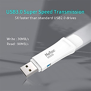 Netac 64GB USB 3.0 Flash Drive Up to 90MB/s Thumb Drive for Data Storage, Pen Drive Write Protection with Push-Pull Design Memory Stick for External Storage Data/Computer/PC/Laptop/Sound-U335S