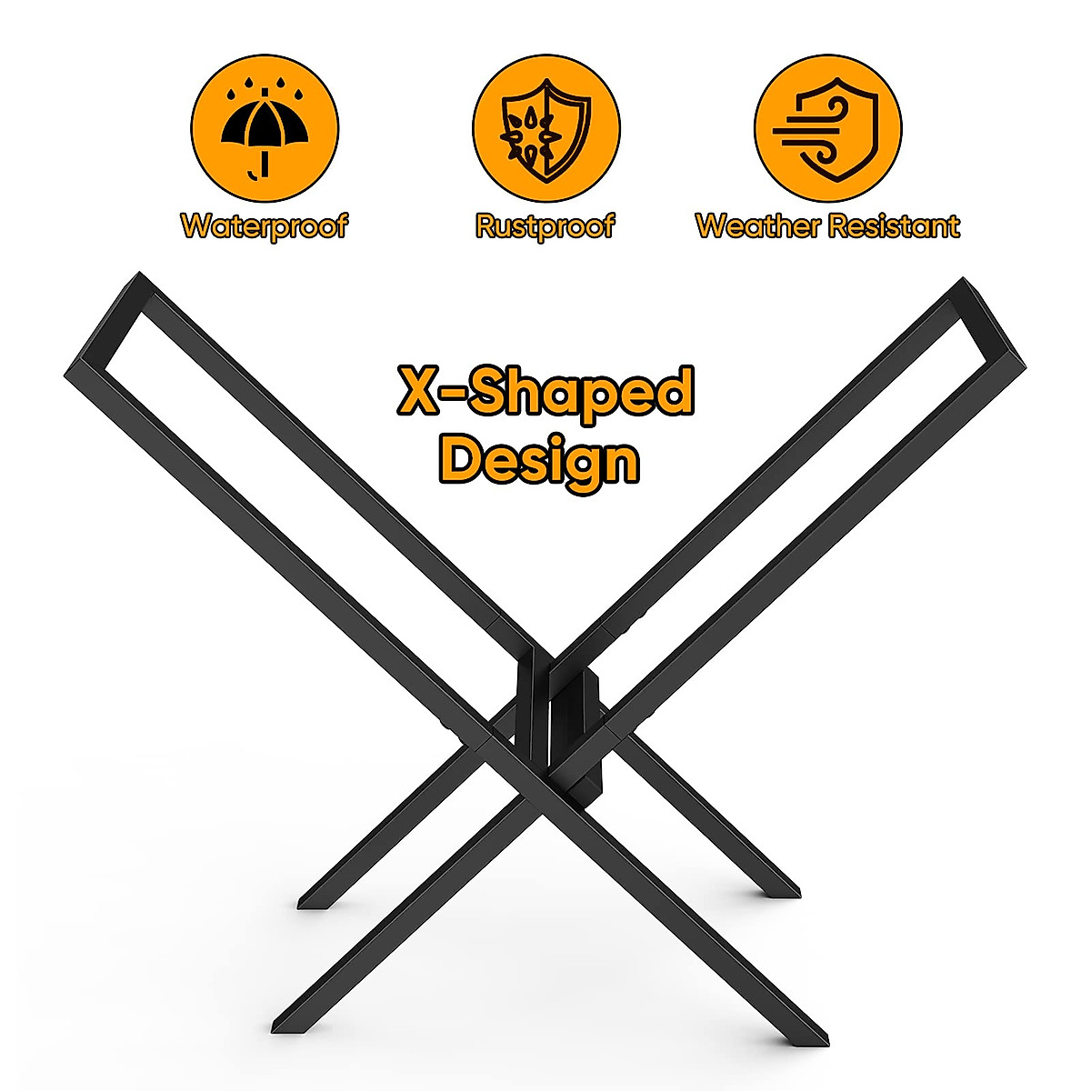 ABQ Firewood Rack Indoor for Fireplace Wood Storage, X-Shaped Firewood Log Holder Outdoor, Heavy Duty Log Stacker Stand Storage Carrier Organizer Outside (28.74 x 10.04 x 21.65, Black)