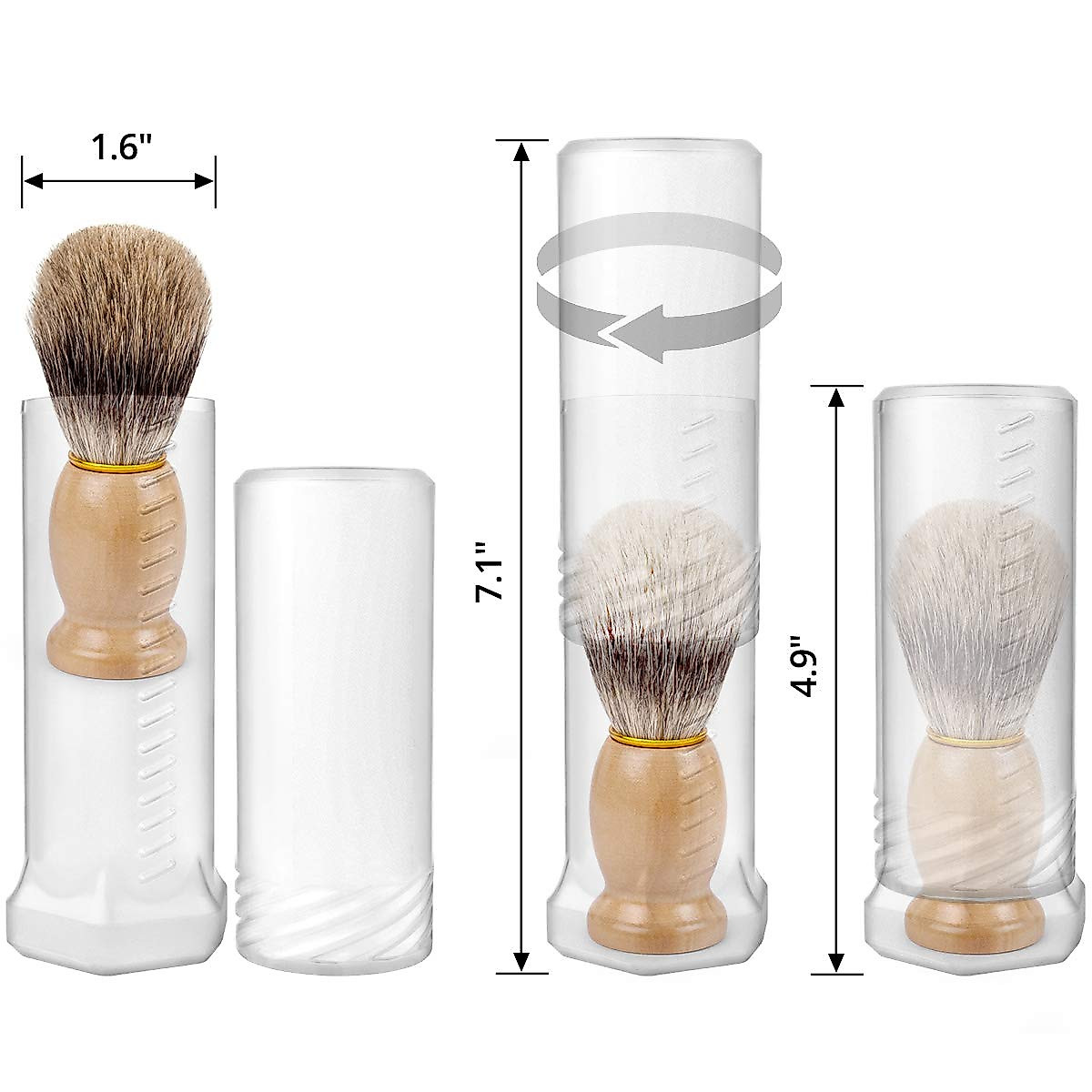 QSHAVE Shaving Brush Travel Case Holder Fit for Most of Shaving Brushes (Brush not Included)