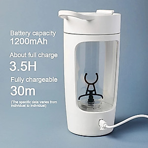 650ml USB Charging Self Stirring Water Bottle Automatic Mixing Mug for Coffee Milk Mixing Water Bottle Cup Drinkware Smart Cup (white)