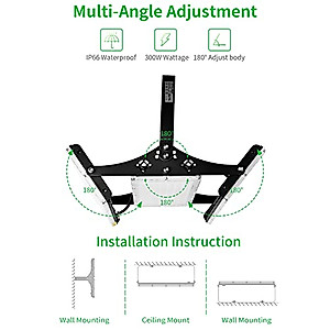 Viugreum 300W LED Flood Light, 24000LM 3000K Warm White, Slim Outdoor Floodlight, IP66 Waterproof Security Lights, Landscape Wall Lights for Garage, Garden, Lawn, Yard, Playground
