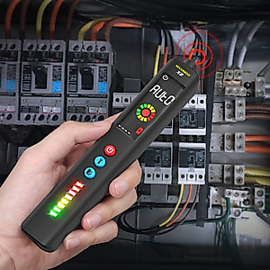 Non-Contact Voltage Tester Pen Integrated Infrared Thermometer for Huge EBTN LCD Screen and Digital Display, Electrical AC Detector with Flashlight Buzzer for Live Wire Outlet Measuring