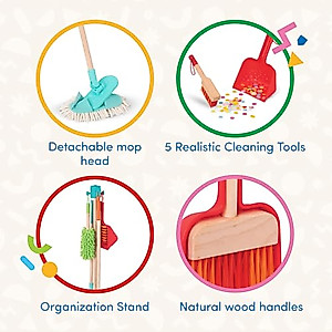 Battat- Kids Cleaning Set – Cleaning Toys For Toddlers, Children – Pretend Play Kit- Broom, Mop, Brush, Dustpan, Duster- Sweep n' Clean- 2 Years +