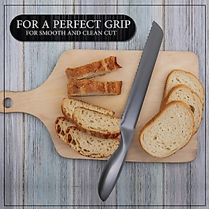 TtAk HOUSEWARE Professional Kitchen Bread Knife Upgraded Stainless Steel - Bread Cutter Ideal Slicing Serrated Edge Cake Knife, Bread Cutter Homemade Crusty Bread, (7-Inch Blade 5.5-Inch Handle)