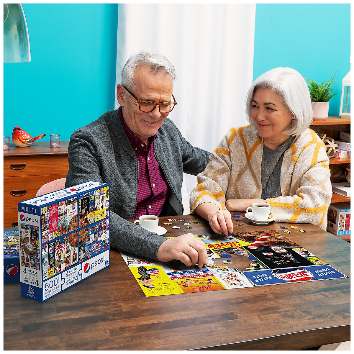 TOYS_AND_GAMES Pepsi, 4 Puzzle Multipack, 500 Pieces Combine to Form Novelty Soda Beverage Mega Puzzle, for Kids and Adults of All Ages