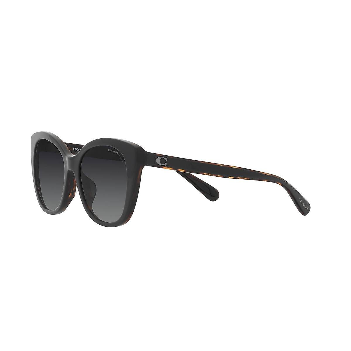 Coach HC8365U Universal Fit Sunglasses, Black/Dark Tortoise/Grey Gradient Polarized, 55 mm