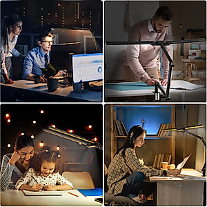 Lovitgo Desk Lamp with Clamp, Auto-Dimming Eye-Caring LED Light 24W, 37.4" Long, Memory Function for Home Office, Desk and Computer Task Lamp, Adjustable Light for Reading, DIY, Drafting, Working