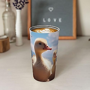 GTKSYNVE Reusable Coffee Mug with Lid and Handle, Cute Goose Tumbler for Hot & Cold Drinks 16oz Stainless Steel Insulated Coffee Tumblers Double Wall Vacuum Thermal Cup