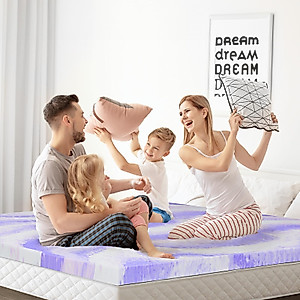 BedsPick 2 Inch Memory Foam Mattress Topper Twin XL, Gel Infused Swirl Soft Foam, College Dorm Extra Long XL Mattress Toppers Single Bed Toppers