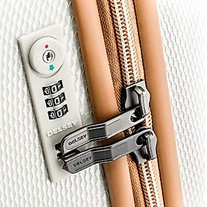 DELSEY Paris Chatelet Hard+ Hardside Luggage with Spinner Wheels, Chocolate Brown, Checked-Large 28 Inch, with Brake