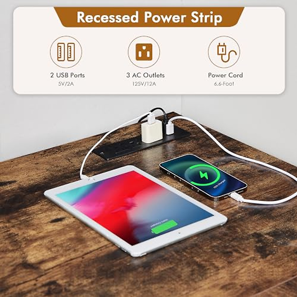 VECELO L Shaped Computer Desk 49 Inch Writing Study Corner Gaming Table with Storage Shelves and Side Bag, for Home Office Workstation