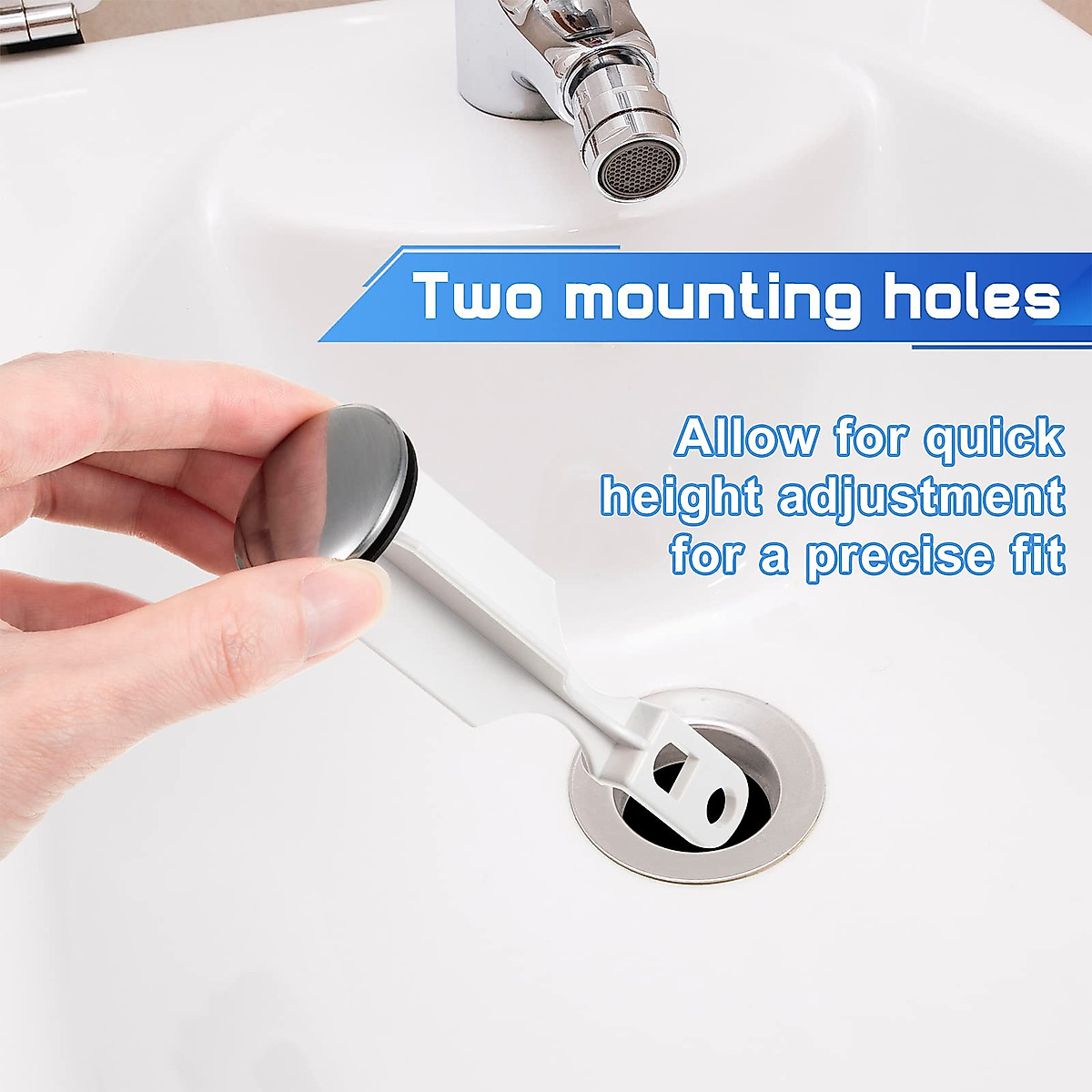 Enhon 2 Hole Pop Up Stoppers, Chrome Bathroom Sink Stopper fits Most Pop Up Drain Design, 4-1/2 Inch Tall, 1-3/8 Inch Cap Diameter, with Gasket Seal, Compatible with PF WaterWorks PF0240 (3 Pack)