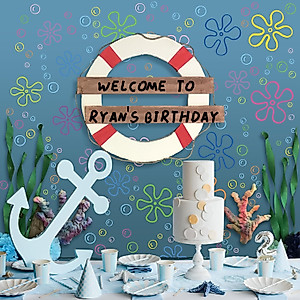 Dripykiaa 183 Pieces Flowers Bubbles Wall Decals Under The Sea Birthday Party Decorations Wall Stickers for Bedroom Bathroom Decor Wall Decor for Boys Girls Teens Adults