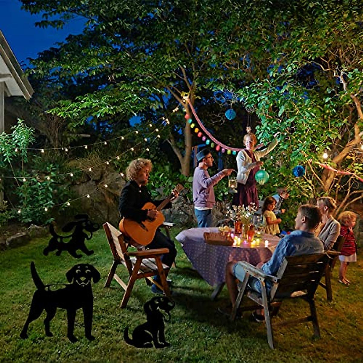 XHSP 3 Pieces Dog Statue Art Decor Garden, Black Dog Silhouette Décor Animals Shape Yard Decoration Art Decoration for Yard Lawn, Garden, Pathway, Outdoor (Dog)