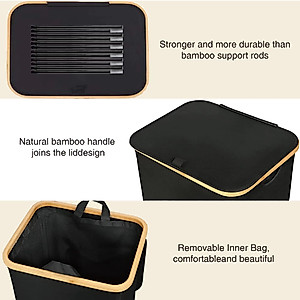 Jenumen 100L Large Black Laundry Hamper, XL Waterproof Laundry Basket with Handles and Lid for Clothes Storage in Bedroom Bathroom Laundry Bin