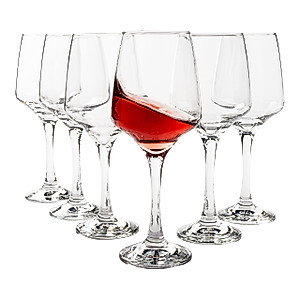 Vikko 12.75 Ounce Wine Glasses | Beautifully Shaped – Thick and Durable Construction – For Parties, Entertaining, and Everyday Use – Dishwasher Safe – Set of 6 Clear Glass Wine Glasses – 2.5” Diameter