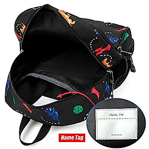 JinBeryl Toddler Backpack Boys, 15 Inch Kids Backpack for Preschool or Kindergarten, Dinosaur Black