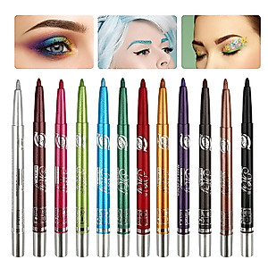 G2PLUS 12 PCS Colorful Eyebrow Pencil, Colored Eyeliners, Colorful Liquid Eyeliner for Eyebrow, Lip Liner Pencil Pen Makeup Cosmetic Set Kit Tool Waterproof