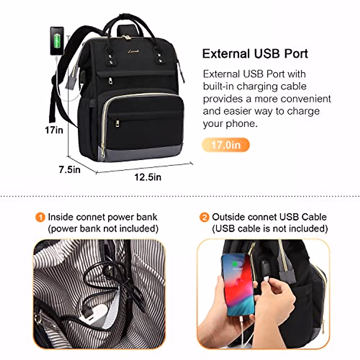LOVEVOOK Laptop Backpack for Women 17-Inch Travel Work Backpack Purse Airline Approved Teacher Nurse Bag College Backpack with USB Port
