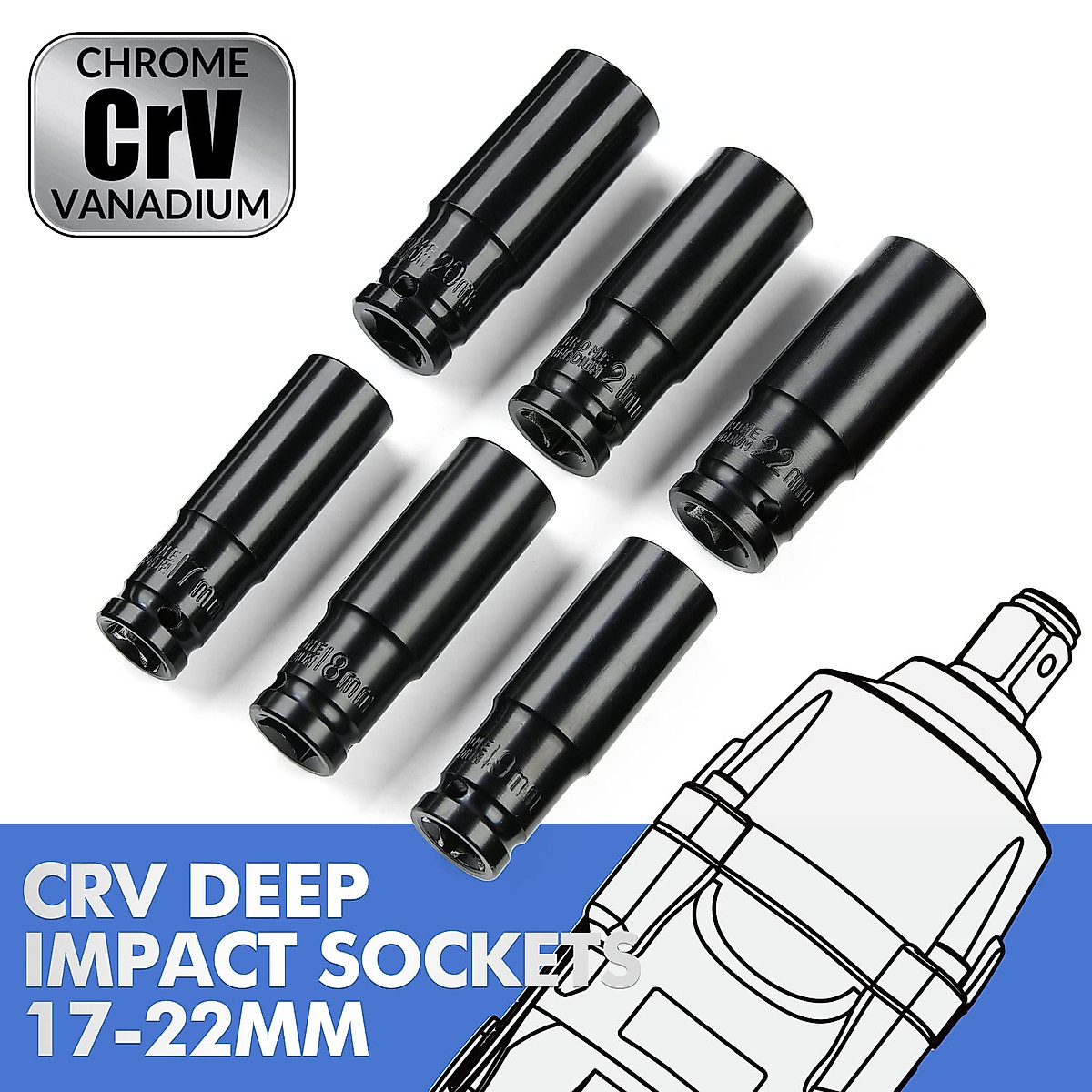 20V 370 Ft-lbs Brushless 1/2 Inch Impact Wrench Kit with 6 Sockets, 2Ah Battery, Charger, Bag