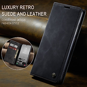 Kowauri Case for Samsung Galaxy S23,Classic Design Leather Wallet Magnetic Closure Flip Case with Kickstand Card Holder Slot Shockproof Protective Cover for Samsung Galaxy S23 5G (Black)