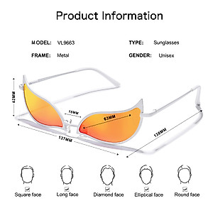 VANLINKER Anime Doflamingo Glasses One Piece Joker Cosplay Sunglasses Accessories UV400 White Metal Frame VL9663