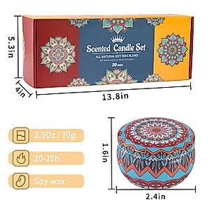 Scented Candles Gifts Set, 20 Pack Candles for Home Scented, Stress Relief Gifts for Women, 450H Lasting Burn Soy Wax Aromatherapy Candle Set for Birthday, Valentine's, Christmas, Mother's Day