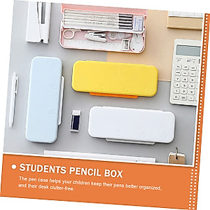 STOBOK 2pcs Box Double Layer Pencil Case Blue Pencil Case Yellow Pencil Case Plastic Pencil Box Pencil Storage Case Hard Pencil Case Pencil Box Pp Men and Women Storage Penholder