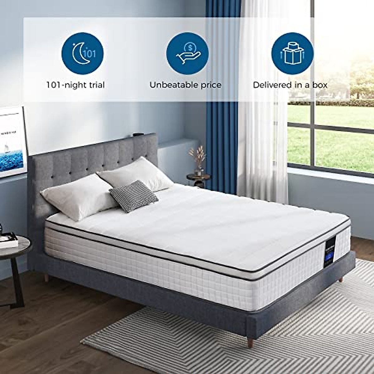 Inofia Twin Mattress, 10 Inch Twin Size Hybrid Mattress in a Box with Cool Memory Foam, Breathable Comfortable Single Mattress, Motion Isolating Individually Wrapped Coils, Supportive&Pressure Relief