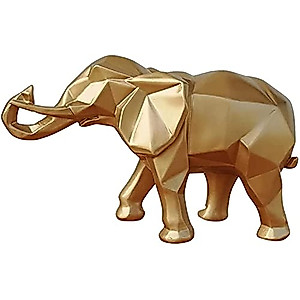 Elephant Statue Abstract Elephant Figurine Art Sculpture Animals Elephant Ornaments for Home Bedroom Living Room Garden Office - Gold