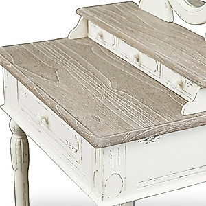 Baxton Studio Anjou Traditional French Accent Dressing Table with Mirror, White