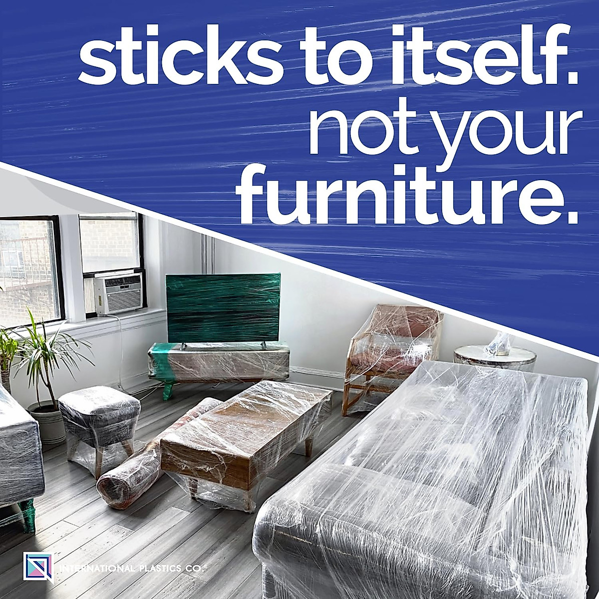 15" Stretch Film/Wrap with Handles 1200ft 500% Stretch Clear Cling Durable Adhering Packing Moving Packaging Heavy Duty Shrink Film (1 Pack w/Handles, Clear)