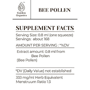Bee Pollen Alcohol-Free Natural Tincture Extract, Immune System Booster, Liquid Drops Made from 100% Bee Pollen (4 fl oz)