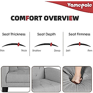 VAMEPOLE Modern Accent Chairs Set of 2, Comfy Living Room Chair, Cozy Tufted Mid Century Modern Accent Chair, Upholstered Reading Arm Chair for Living Room, Bedroom Sofa Chair(Light Grey, Set of 2)