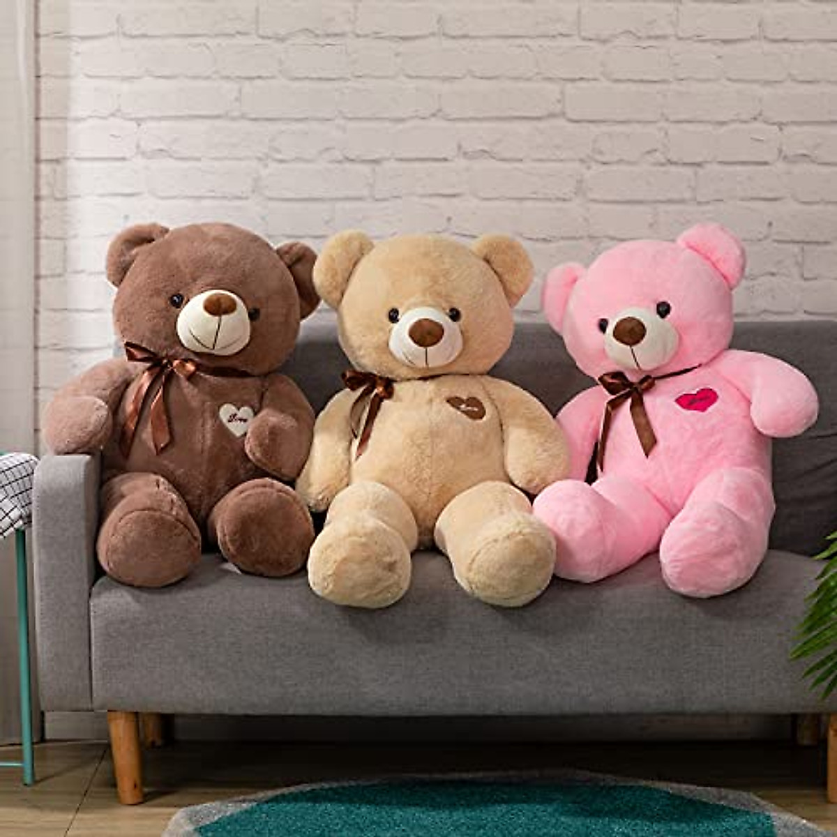 iBonny Teddy Bear Stuffed Animals Super Soft and Sweet Love Plush Bear Toy 32" Tan