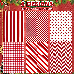 Whaline 120 Sheets Minimalists Christmas Tissue Paper Plaids Dots Stripes Print Gift Wrapping Paper Red White Art Craft Paper for DIY Winter Xmas Wedding Anniversary Birthday Party Decor