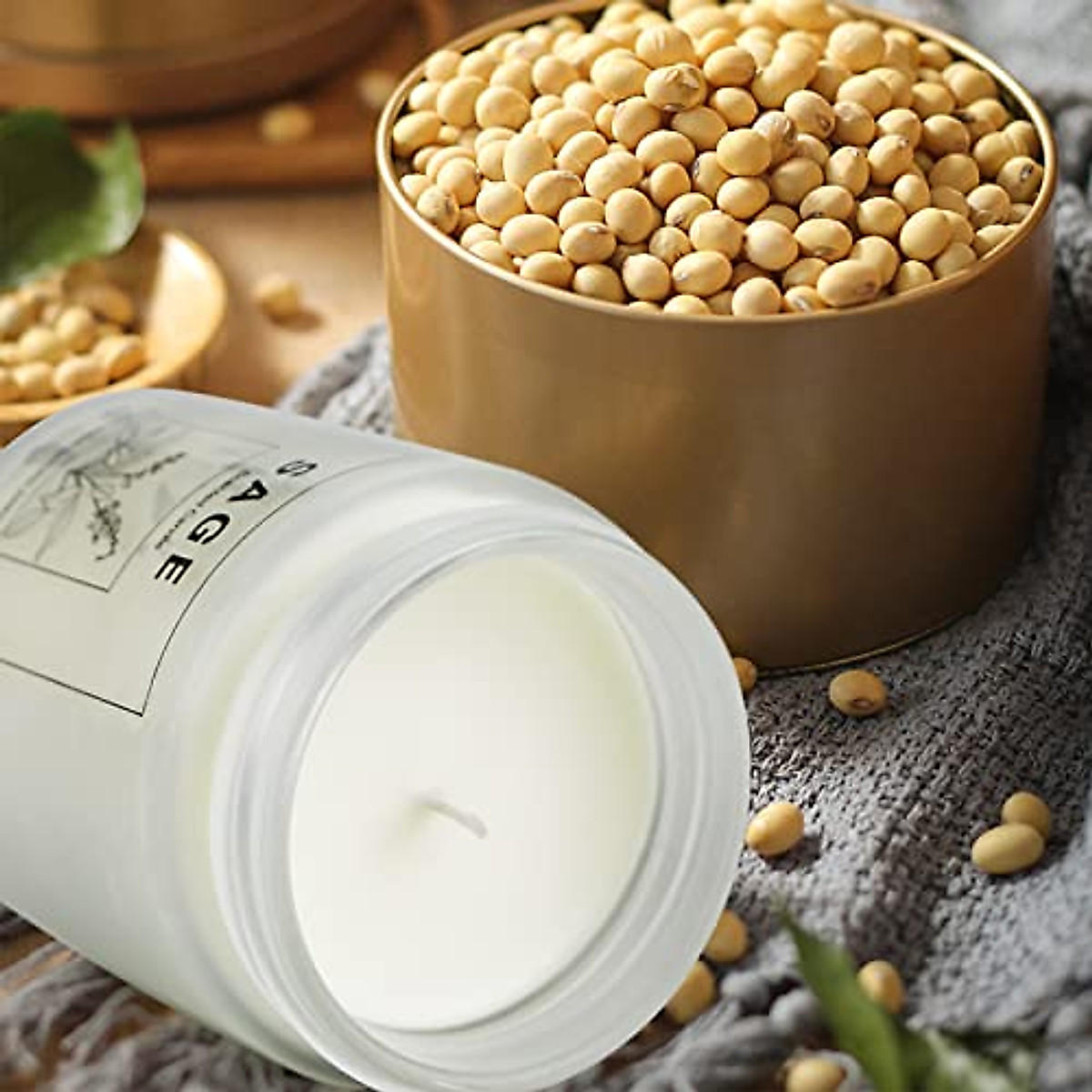 Sage Candles for Home Scented, Aromatherapy Lavender Candle, Soy Wax Candle Set 2 Pack, Women Gift with Strongly Fragrance Jar Candles