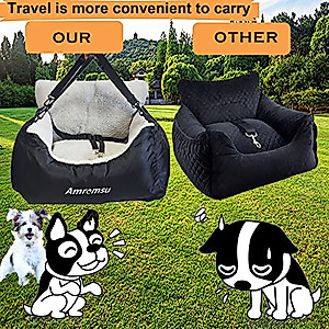 Dog Car Seat for Small Dog Under 25,Fully Detachable and Washable Ultra Soft Car Travel Bed Two Portable Handle and Storage Pockets,with Clip-on Soft Dog Car Seat,Portable Dog Car Travel Carrier Bed