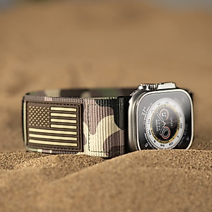 Tefeca Fortitude Series USA Flag Ultrawide Band Compatible with Apple Watch Ultra 2/Ultra 49mm, Series 10 46mm, Series 9/8/7 45mm, SE2/SE/6/5/4 44mm(Camo, XL for 49mm/46mm/44mm/49mm)