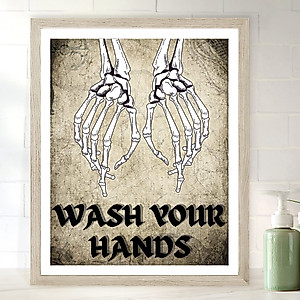 Roxbury Row Skeleton Hands Bathroom Decor Wall Art, Skeleton Decor | Funny Bathroom Signs, Gothic Bathroom Decor Wall Art, Creepy Decor, Spooky Decor, Halloween Bathroom Decor (8X10 Unframed)