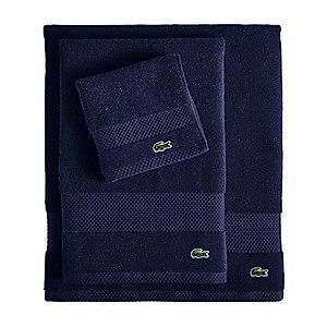 Lacoste Heritage Supima Cotton Hand Towel, Navy, 16" x 30"