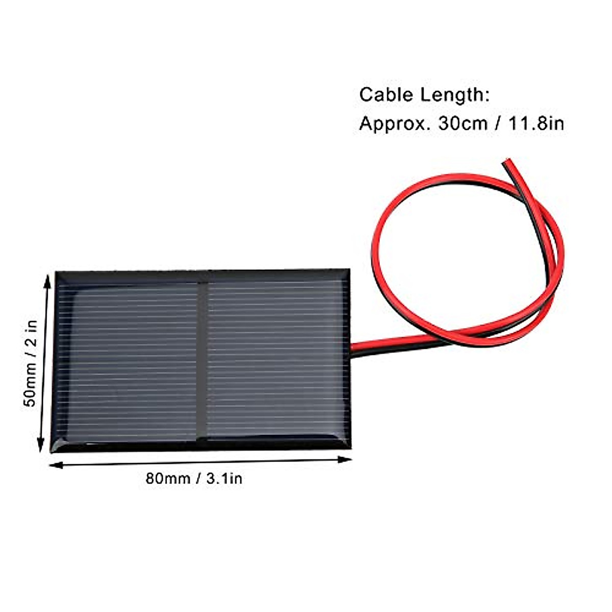 Agatige 5PCS Mini Solar Cells, DC 2V 300mA Mini Solar Panels Solar Battery Charger Mini Polysilicon Solar Cells DIY Electric Toy Materials Photovoltaic Cells with Wires for Solar Power, 80x50mm
