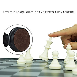 JIMIYOKI 3 in 1 Game Set -Chess Checkers Backgammon Pieces Travel Chess Set Magnetic Foldable Chess Set Portable Board Game for Tour for Kids and Adults