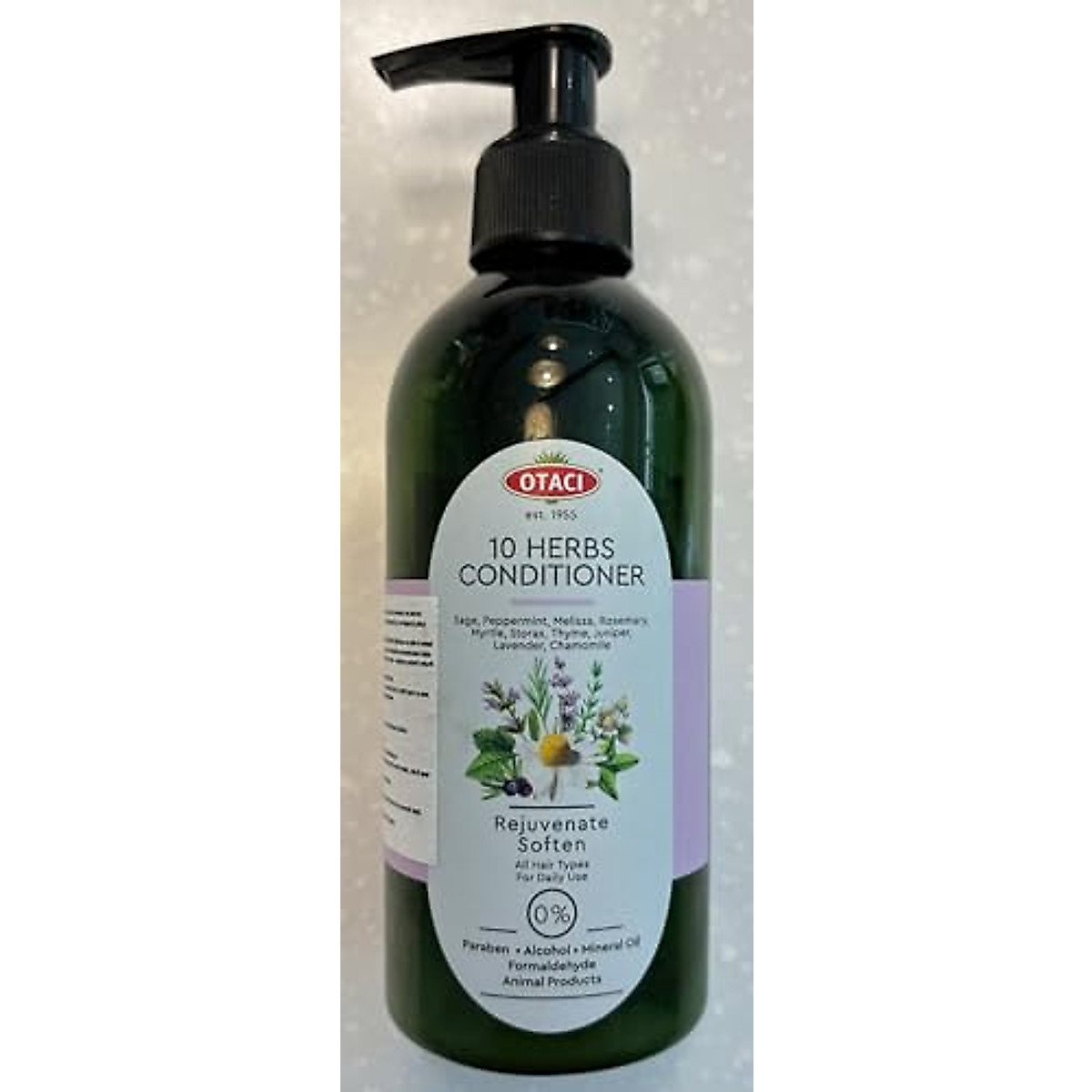OTACI 10 Herbs Rejuvenate and Soften Conditioner for All Hair Types, Sage, Peppermint, Melissa, Rosemary, Myrtle, Storax, Thyme, Juniper, Lavender, Chamomile, No Paraben, No Alcohol Herbal Conditioner