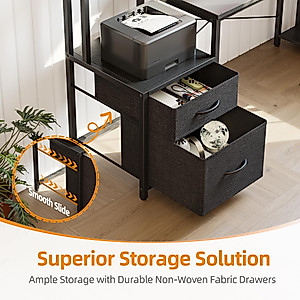 TIQLAB Computer Desk L Shaped with Drawers, 65” Gaming Desk with Power Outlets and LED Strips, Large L Shaped Corner Desk with Monitor Stand, Home Office Desk for Corner Space, Carbon Black